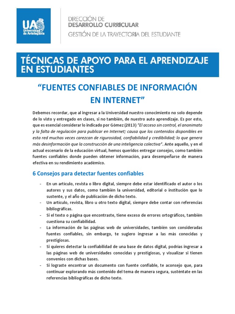 Fuentes Confiables de Información en Internet | PDF | Informática ...