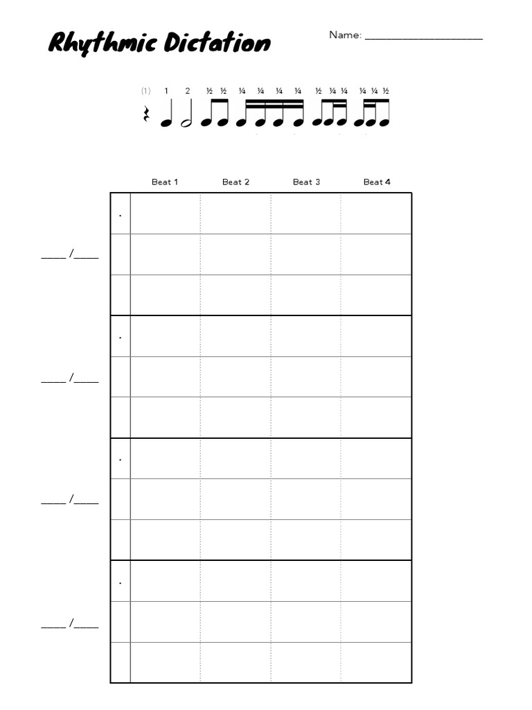 Rhythmic Dictation Worksheet | PDF
