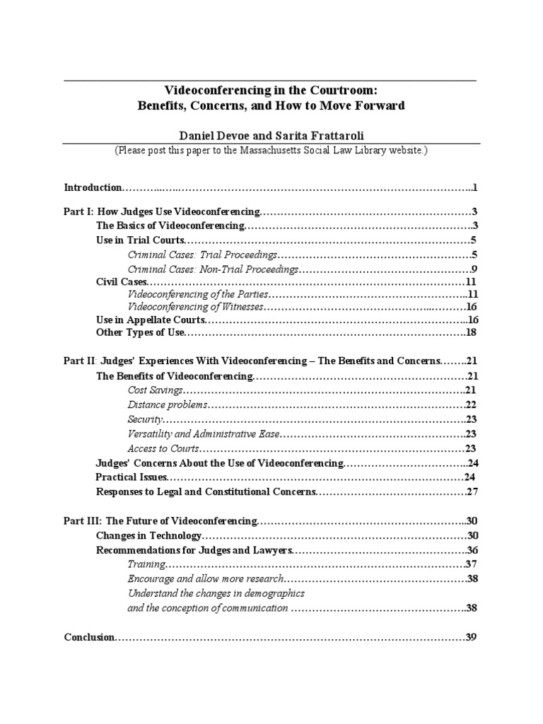 Videoconferencing in The Courtroom: Benefits, Concerns, and How To Move ...