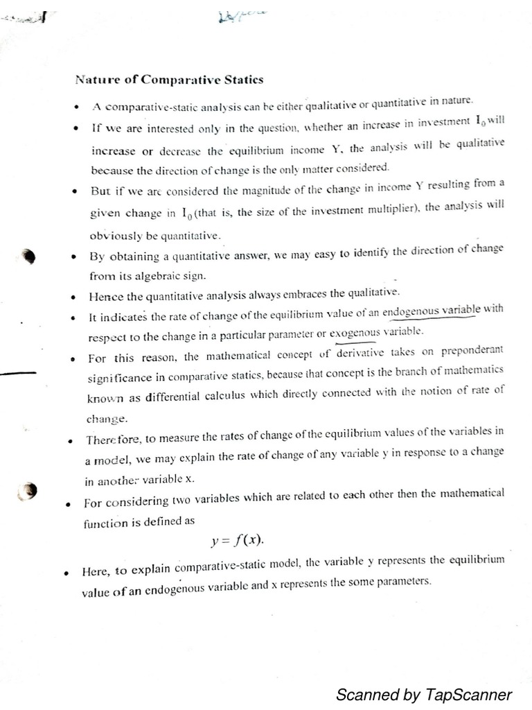Comparative Statics | PDF