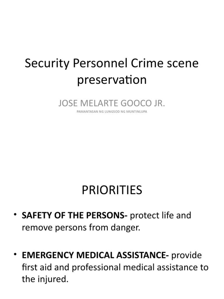 Security Personnel Crime Scene Preservation | PDF | Crime Scene | Crimes