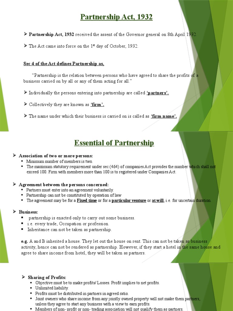 Sec 4 of The Act Defines Partnership As | PDF | Partnership | Business Law