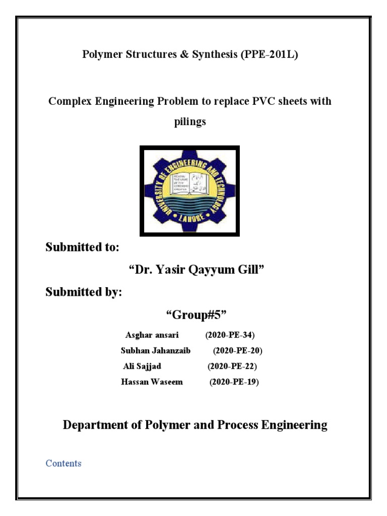 Group # 05 Complex Engineering Problem | PDF | Polymers | Plastic