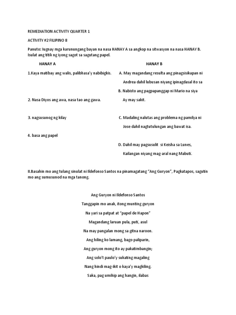 Remediation Activity Quarter 1 Activity N2 | PDF