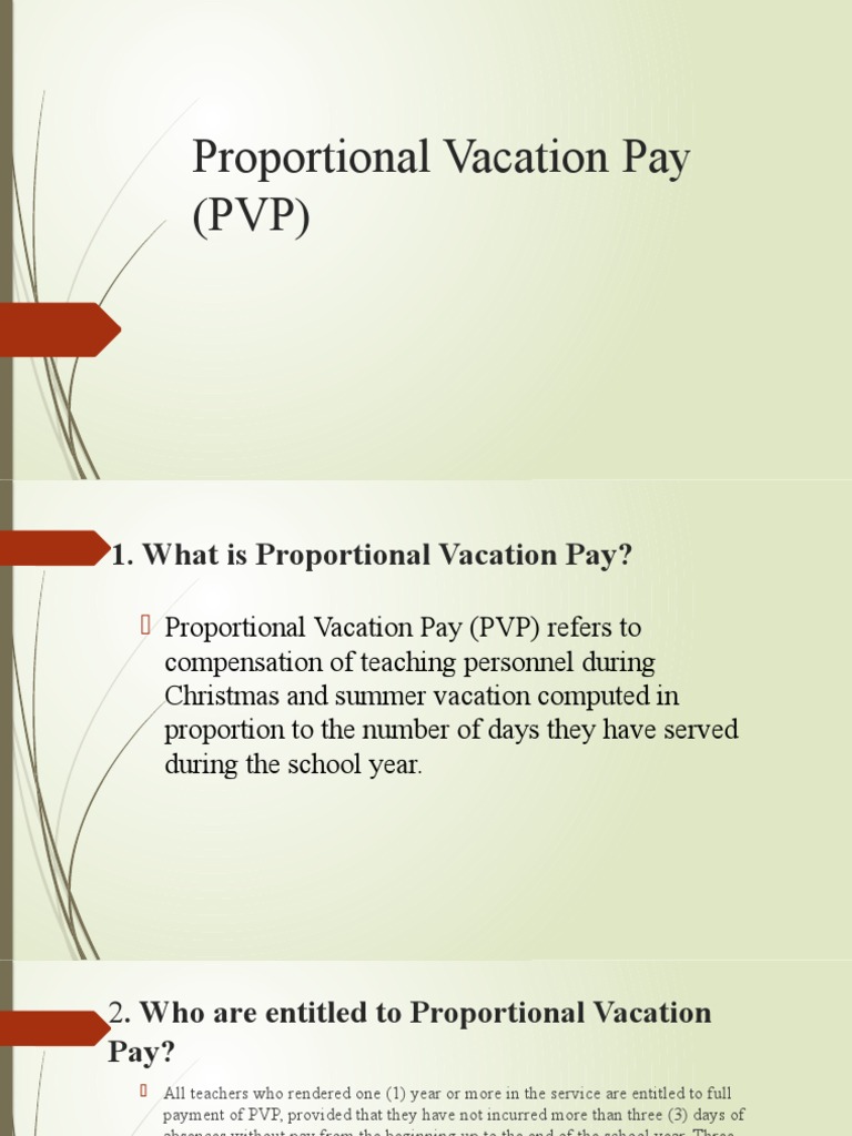 Calculate Proportional Vacation Pay (PVP | PDF | Payroll | Salary