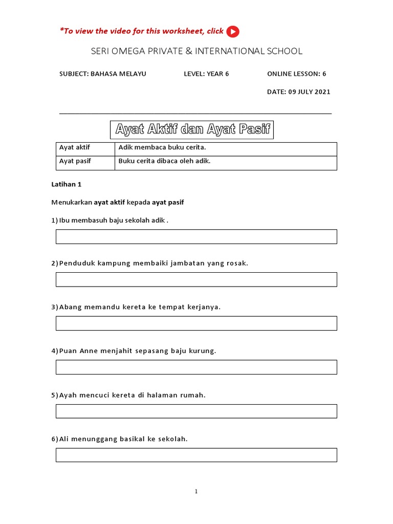 Y6 Bahasa Melayu Online Lesson 6 | PDF