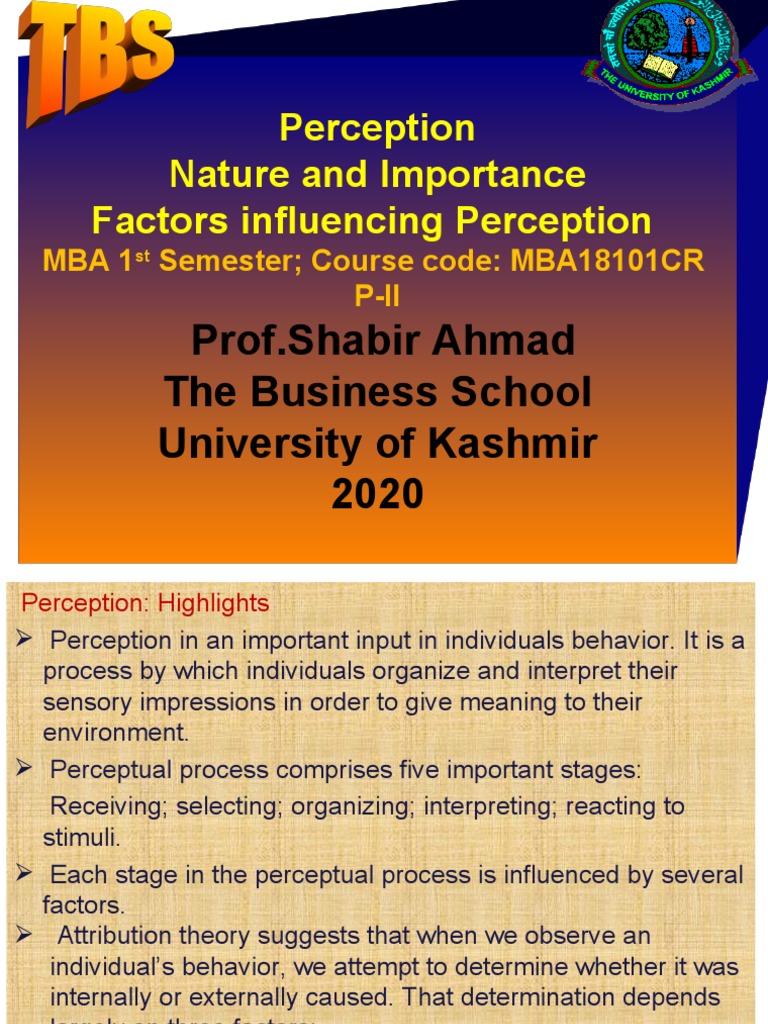 Perception Nature and Importance Factors Influencing Perception | PDF ...