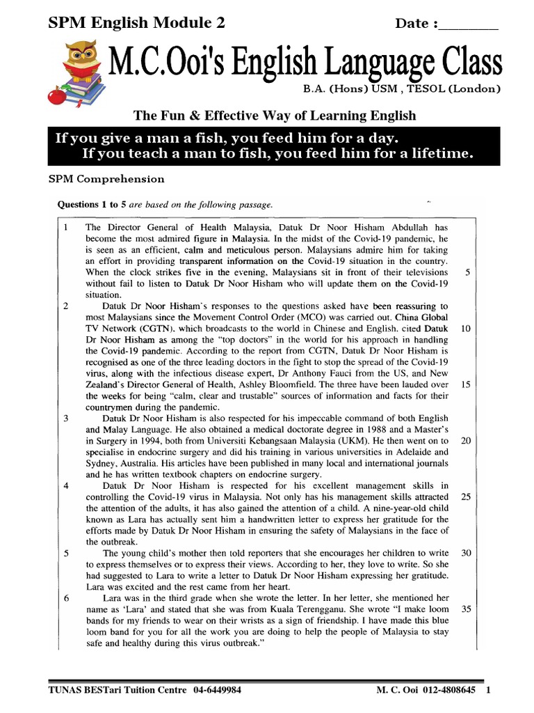 2021 SPM English Module 2 | PDF