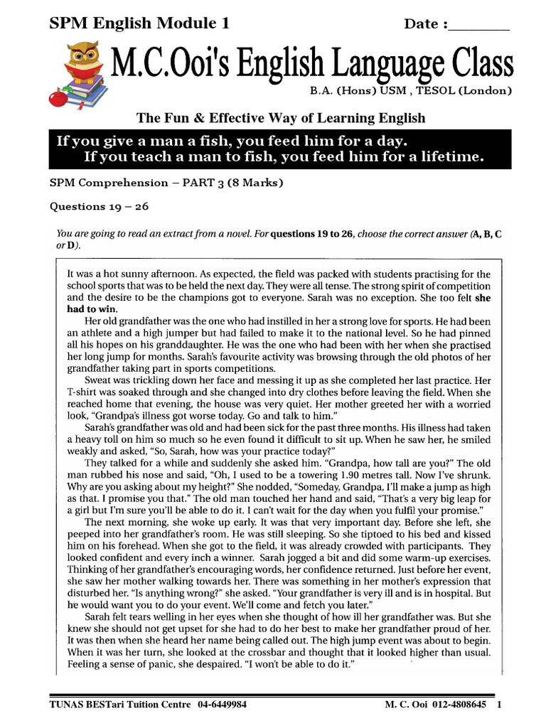 2021 SPM English Module 1 | PDF | Experience | Firefighter