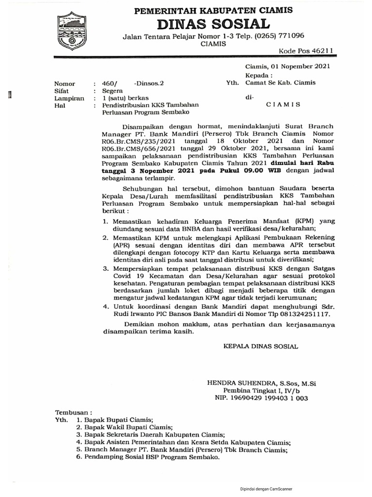 Draf Jadwal Pendistribusian KKS Tambahan Perluasan Program Sembako | PDF