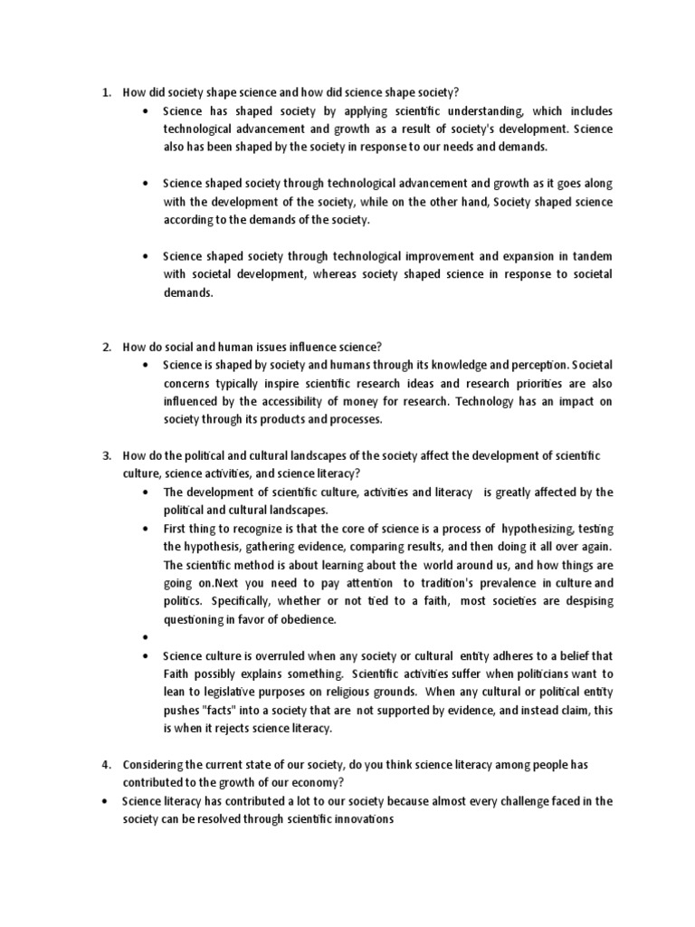 How Did Society Shape Science and How Did Science Shape Society | PDF ...