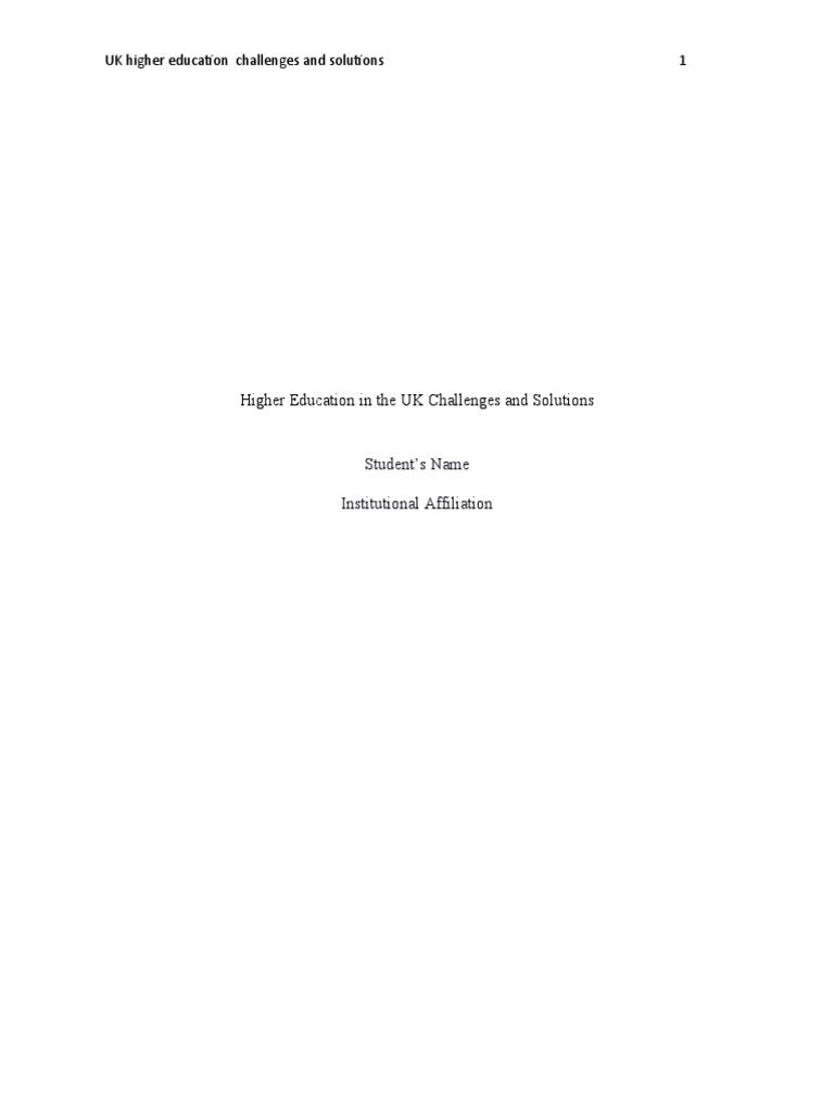 UK Higher Education: Challenges & Solutions | PDF | Educational ...