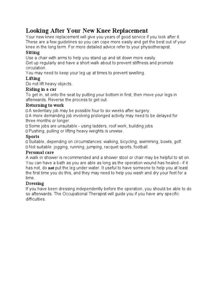 Knee Replacement Care Guide | PDF