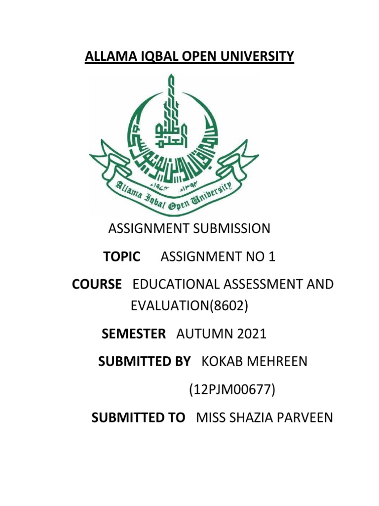 Assignment 1 8602 Pdf Educational Assessment Test Assessment