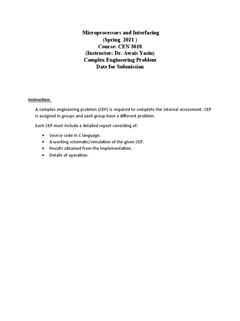 Microprocessors CEP Report Guidelines | PDF