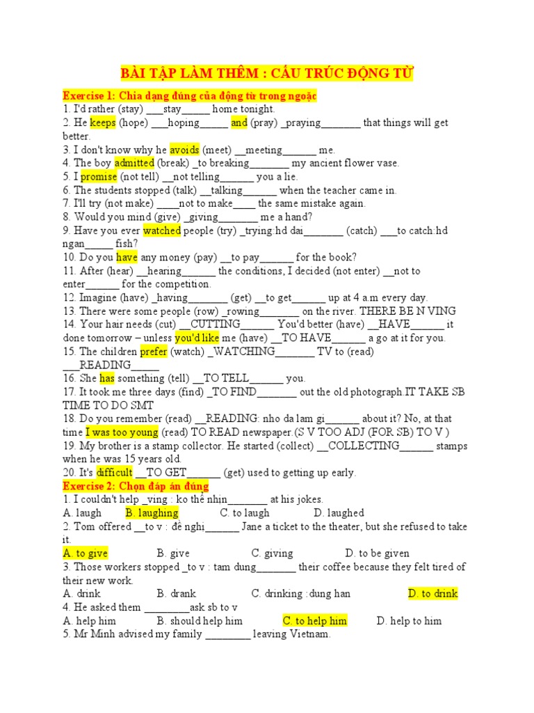 An Analysis of Verb Forms and Structures in Vietnamese | PDF