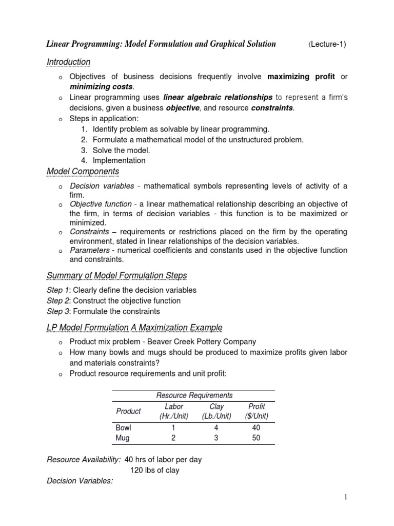 Linear Programming: Model Formulation and Graphical Solution | PDF | Mathematical Optimization ...