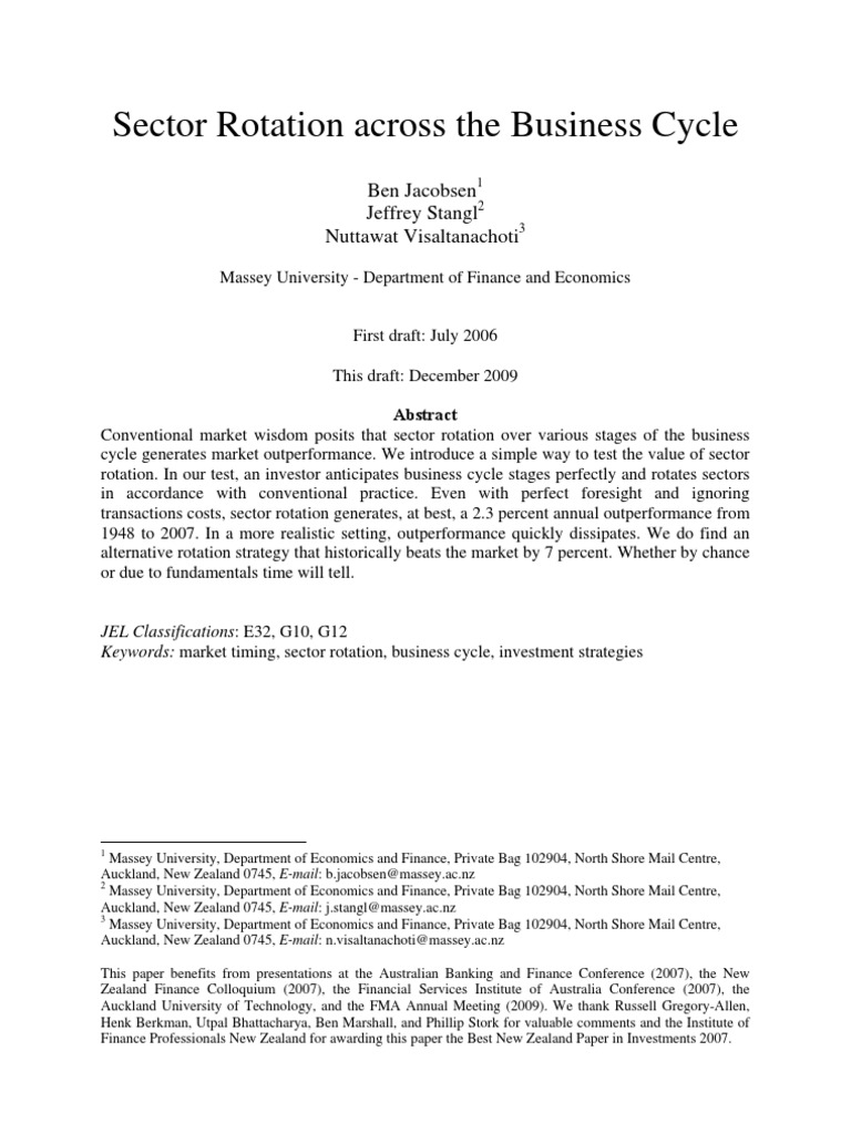 Sector Rotation Strategy | Download Free PDF | Recession | Business Cycle