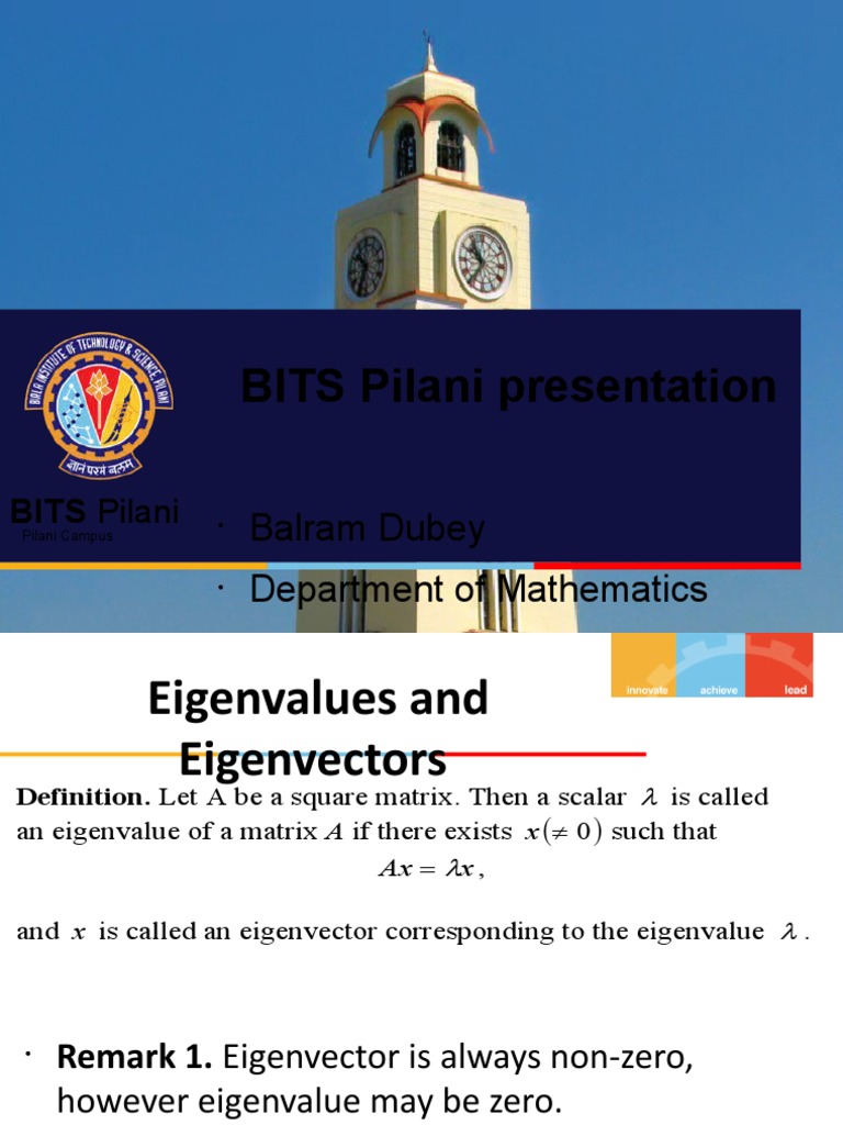 BITS Pilani Presentation: Balram Dubey Department of Mathematics | PDF ...