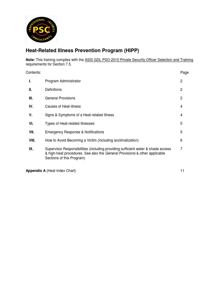 HIPP - Heat-Illness Prevention Program | PDF | Hyperthermia | Dehydration