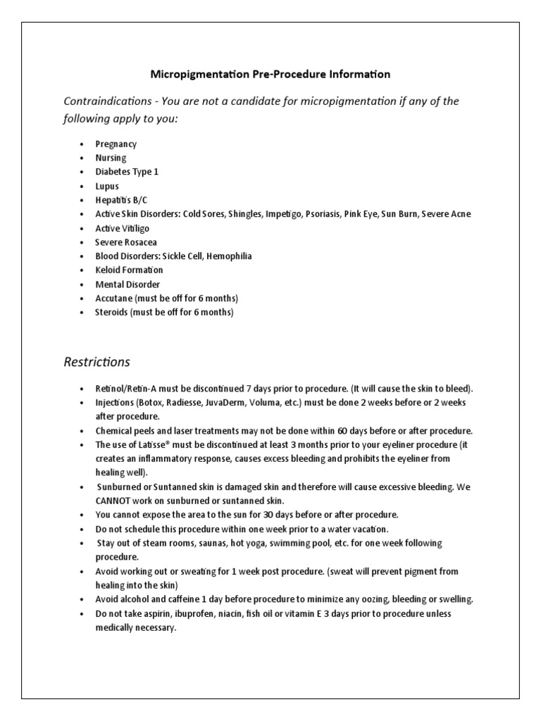 Pre Procedure Information | PDF