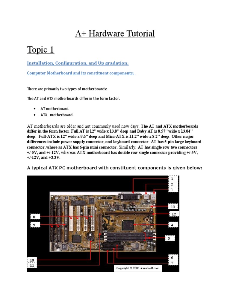 A+ Hardware Tutorial Topic 1: Installation, Configuration, and Up ...