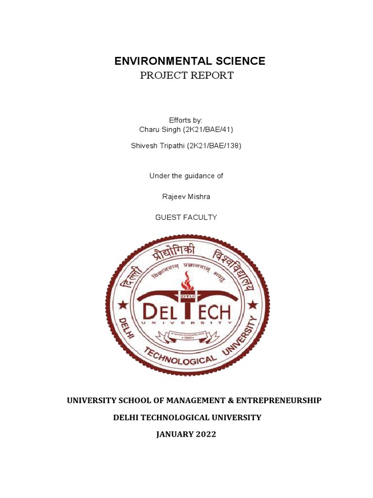 Environmental Science: Project Report | PDF | Water | Water Scarcity