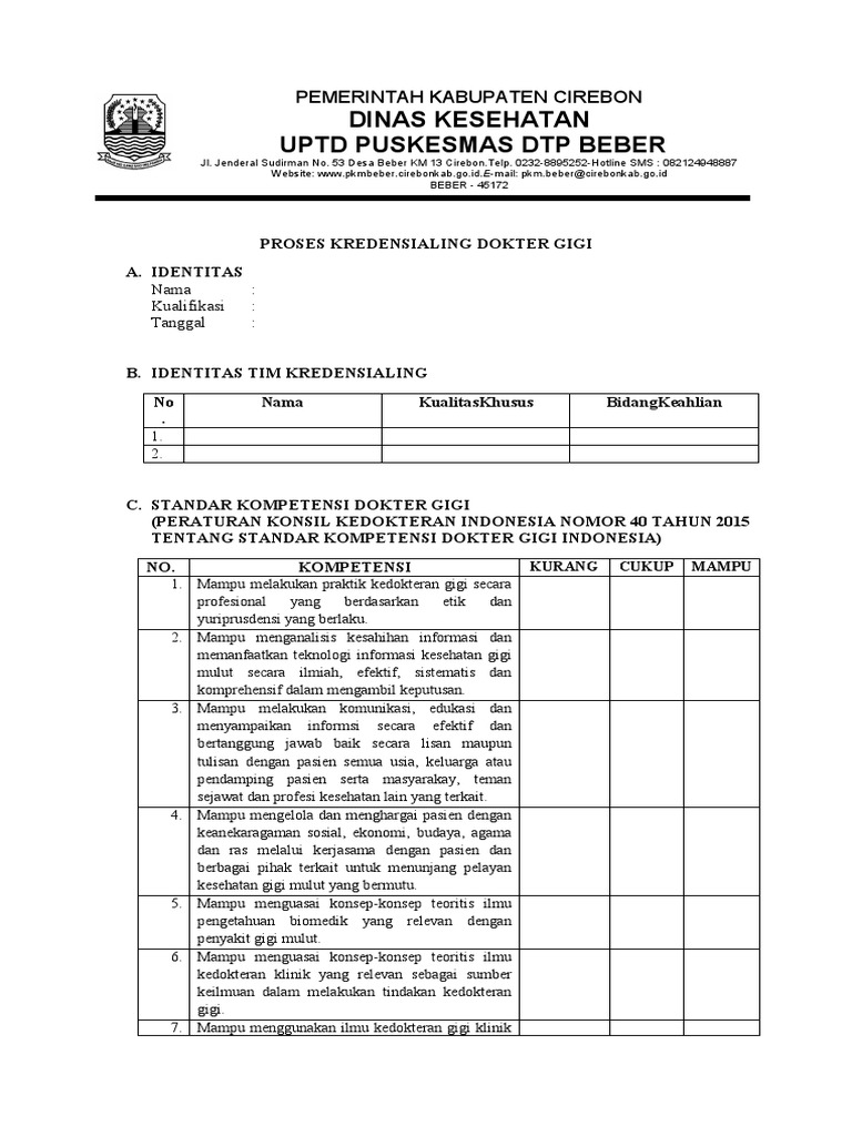 Kredensial Dokter Gigi | PDF