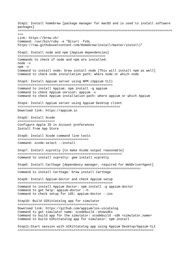 Appium Setup On Mac For Ios Pdf Ios Xcode