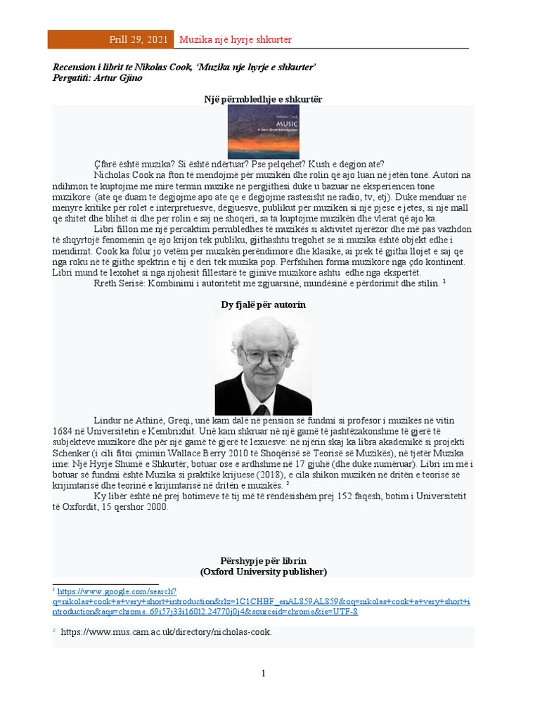 Nikolas Cook Music A Very Short Introduction Artur Gjino | PDF