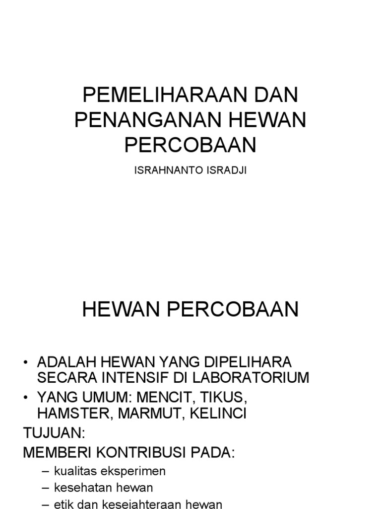 Penanganan Hewan Coba | PDF