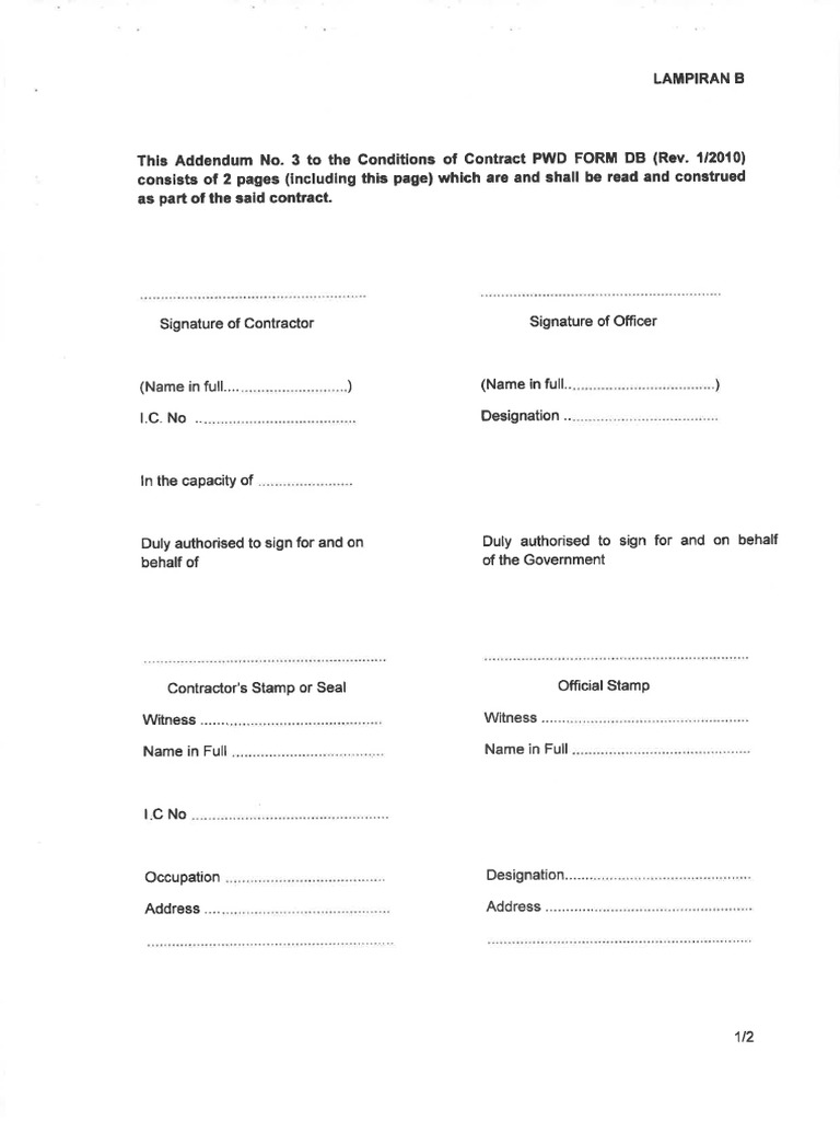 Addendum PWD FORM 203 | PDF