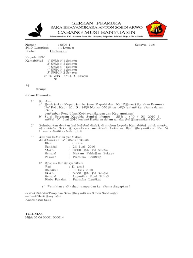 Contoh Surat Undangan Rapat Pramuka | PDF