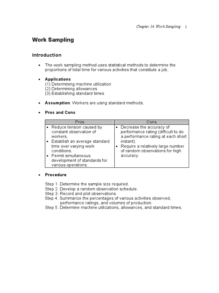 Chapter 14 - Work Sampling | PDF | Sampling (Statistics) | Observation