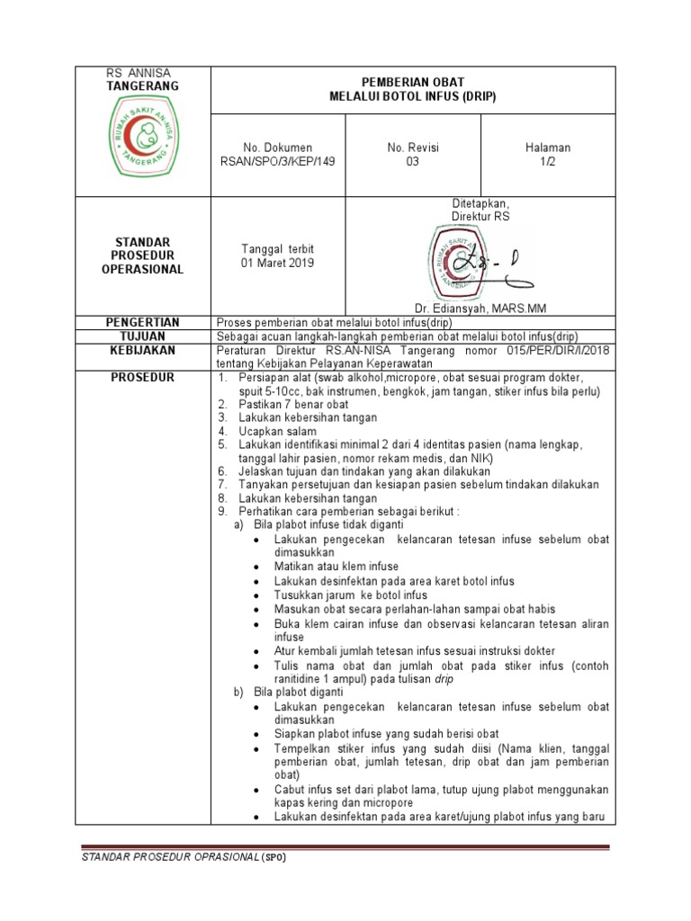 Pemberian Obat Melalui Botol Infus | PDF