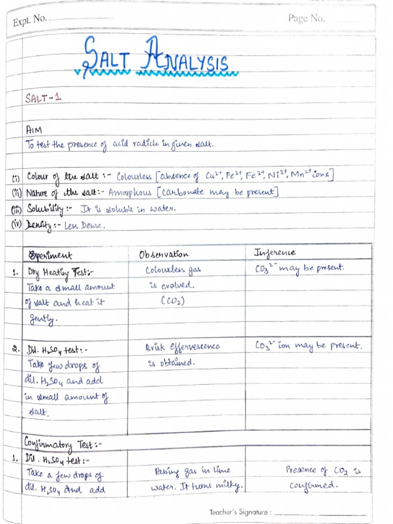 Salt Analysis | PDF | Analysis | Chemical Substances