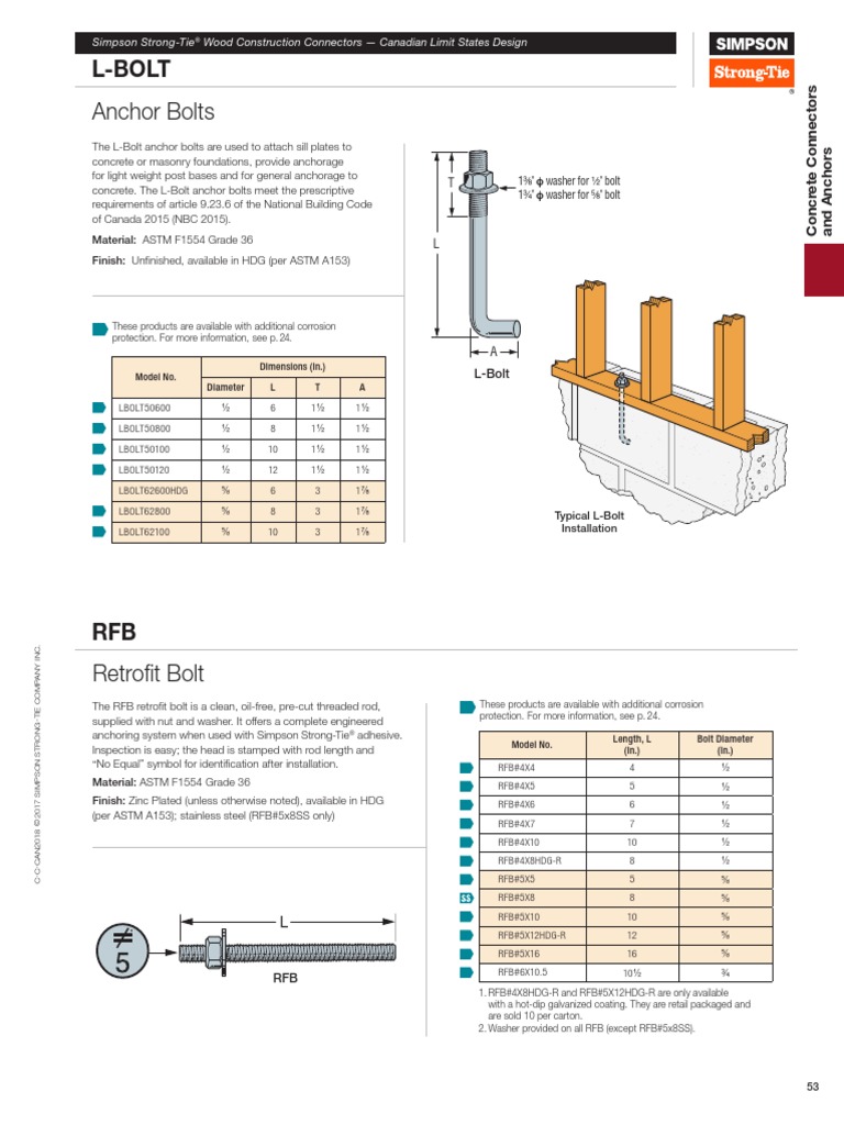 L-Bolt Anchor Bolts: Simpson Strong-Tie Wood Construction Connectors ...