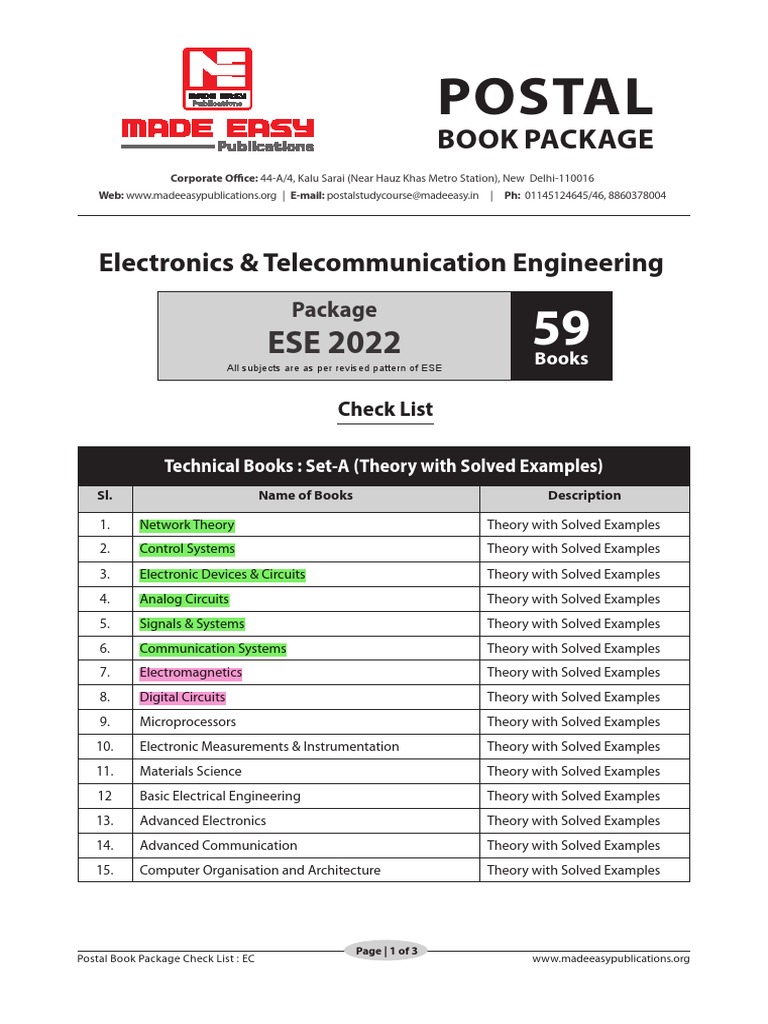 Postal: Electronics & Telecommunication Engineering | PDF | Electronics | Electrical Engineering