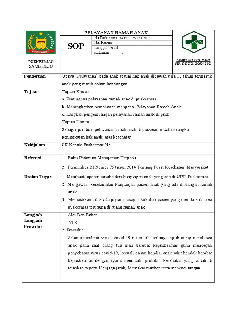 Sop Ramah Anak | PDF