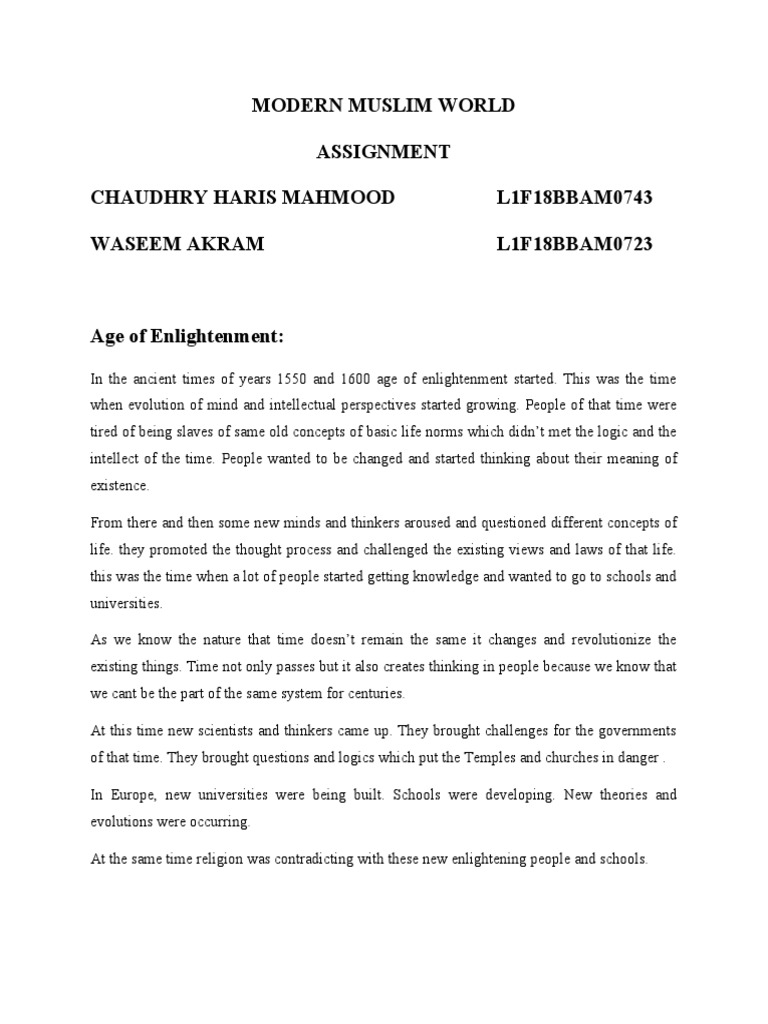 Modern Muslim World Assignment Chaudhry Haris Mahmood L1F18BBAM0743 ...