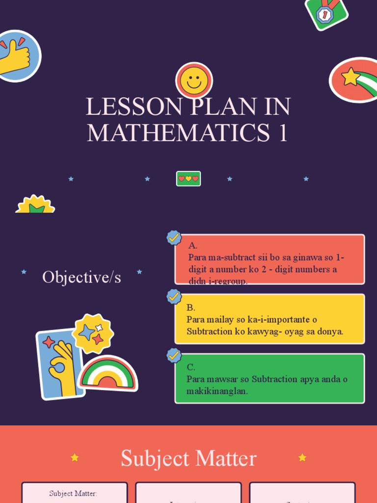 Lesson Plan in Mathematics 1 | PDF | Subtraction | Pedagogy