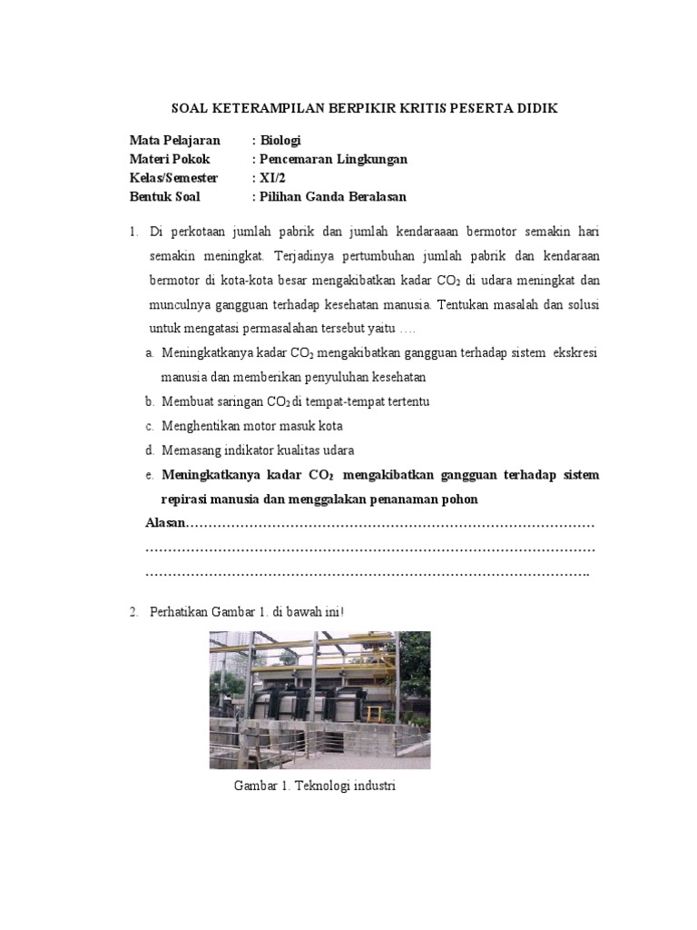 Soal Berpikir Kritis | PDF | Griya & Taman | Sains & Matematika