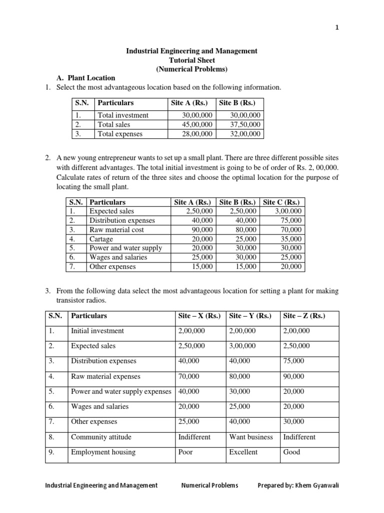 Tutorial Numerical Questions | PDF | Business Process | Business