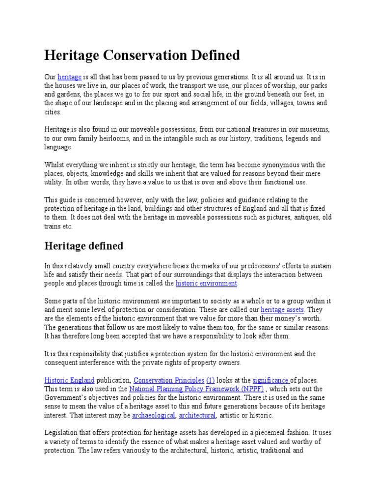 Heritage Conservation Defined Pdf Cultural Heritage Sustainability