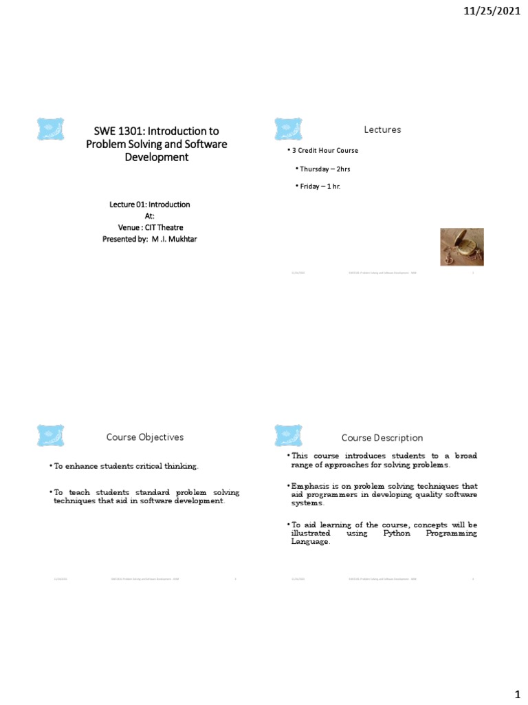 Lec 1 - Introduction To Problem Solving | PDF | Algorithms | Software