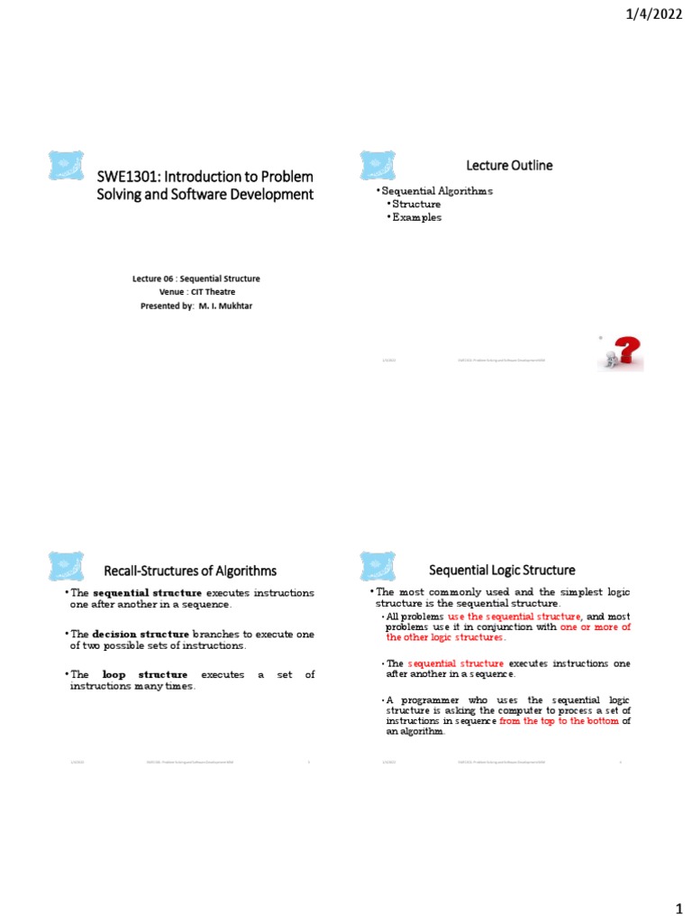 Lec 5 - Sequential Structures | PDF | Algorithms | Computer Programming