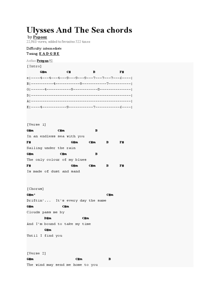 Ulysses and The Sea Chords | PDF | Song Structure | Musical Compositions
