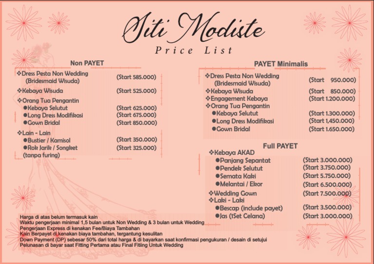 Daftar Harga Jahit Kebaya 2022 | PDF