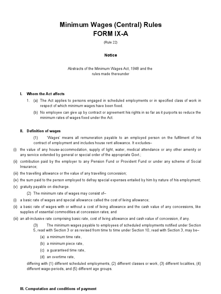 Abstract of Minimum Wages | PDF | Working Time | Overtime