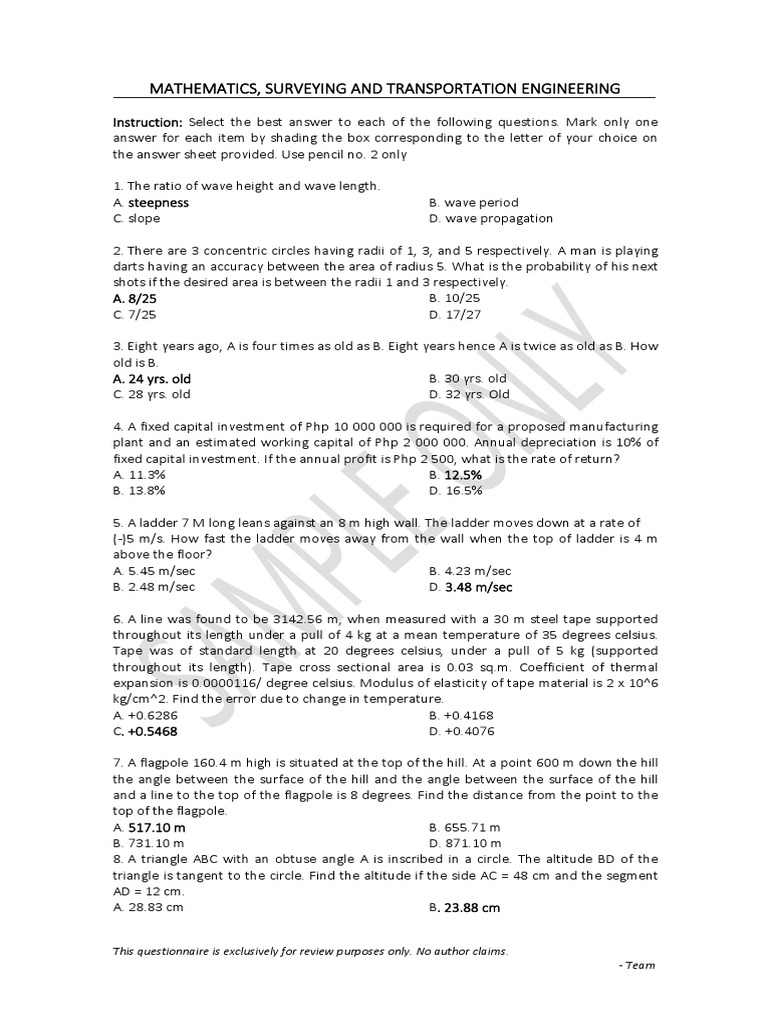 Mathematics-Surveying-and-Transportation Problem | PDF | Triangle | Area